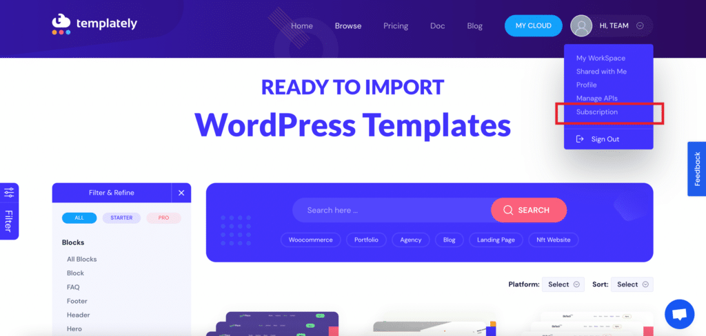 How To Purchase Templately PRO version? - Templately Documentations